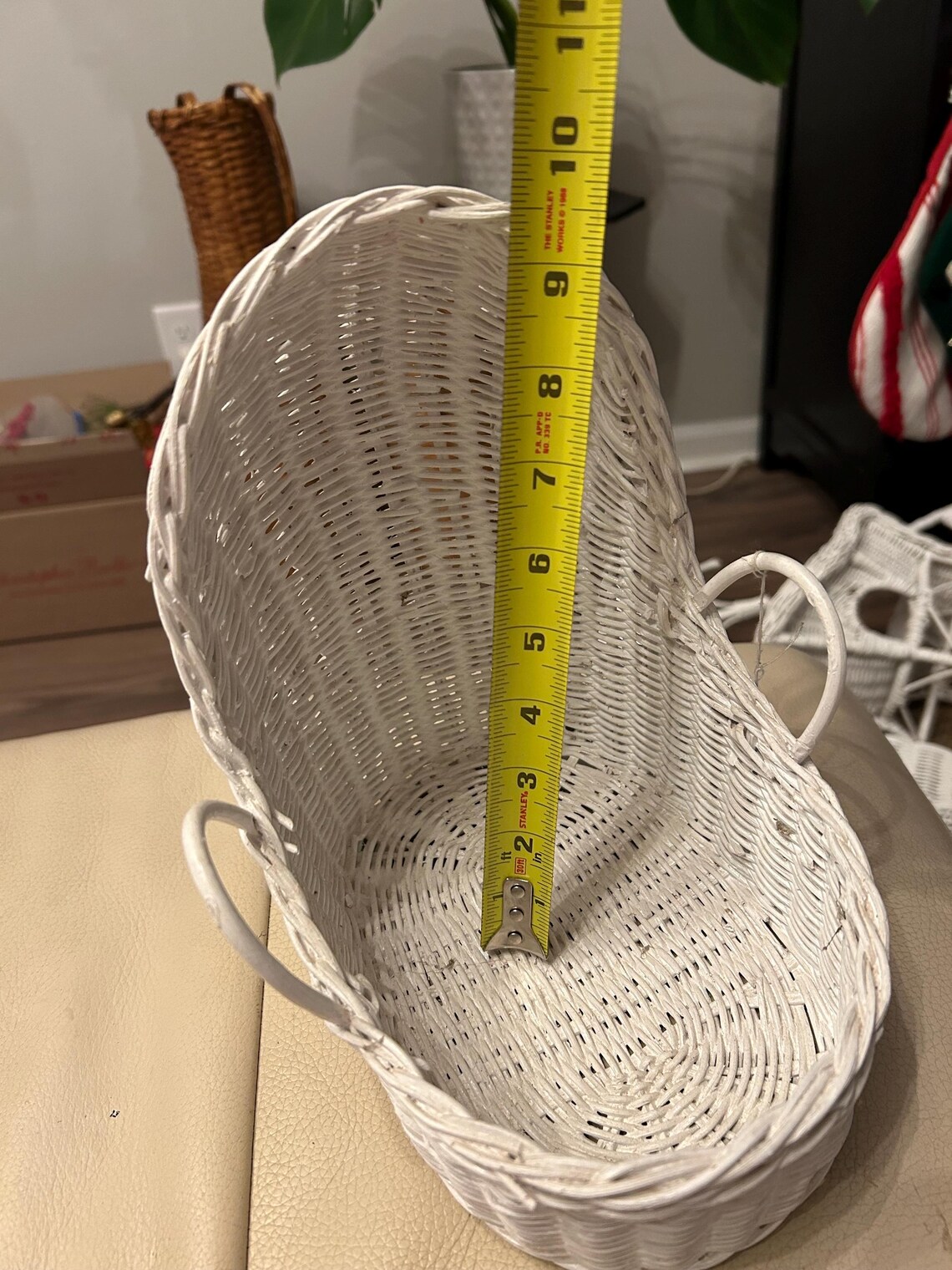 White Wicker Bassinet for Doll, VINTAGE Wicker Baby Bassinet, Mid ...