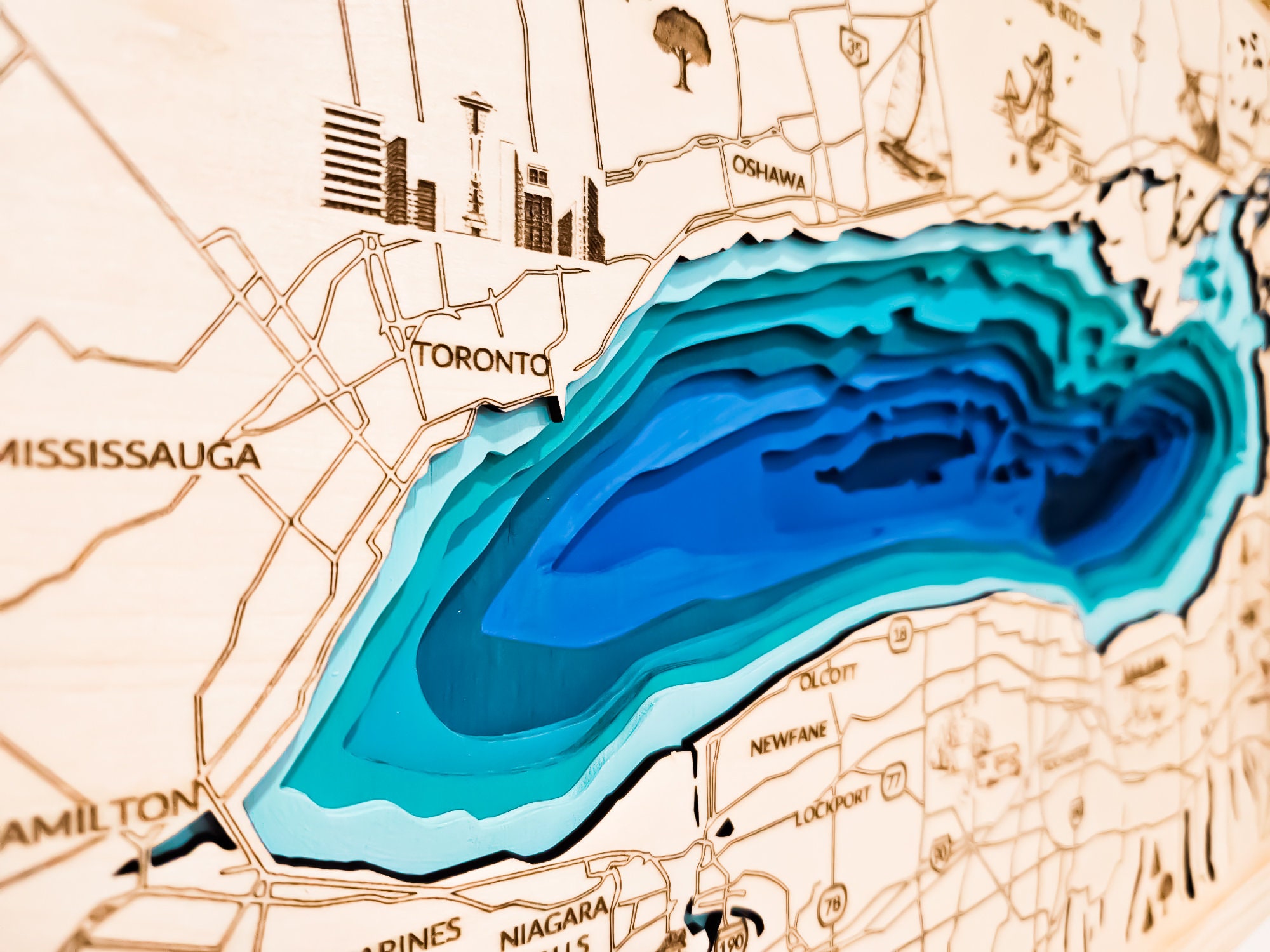 Great Lakes Bathymetric Map of Lake Ontario 3D Multilayer Nautical Map ...