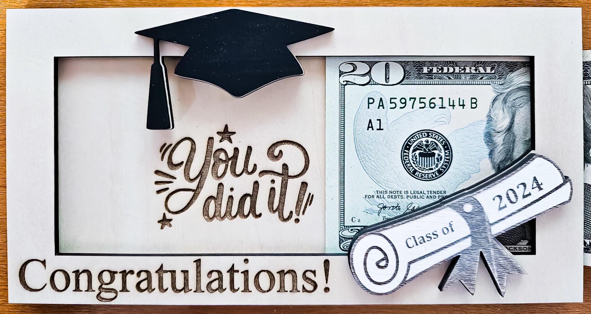 Wooden Graduation Card Gift Tag Money Personalized Gift Card Holder ...