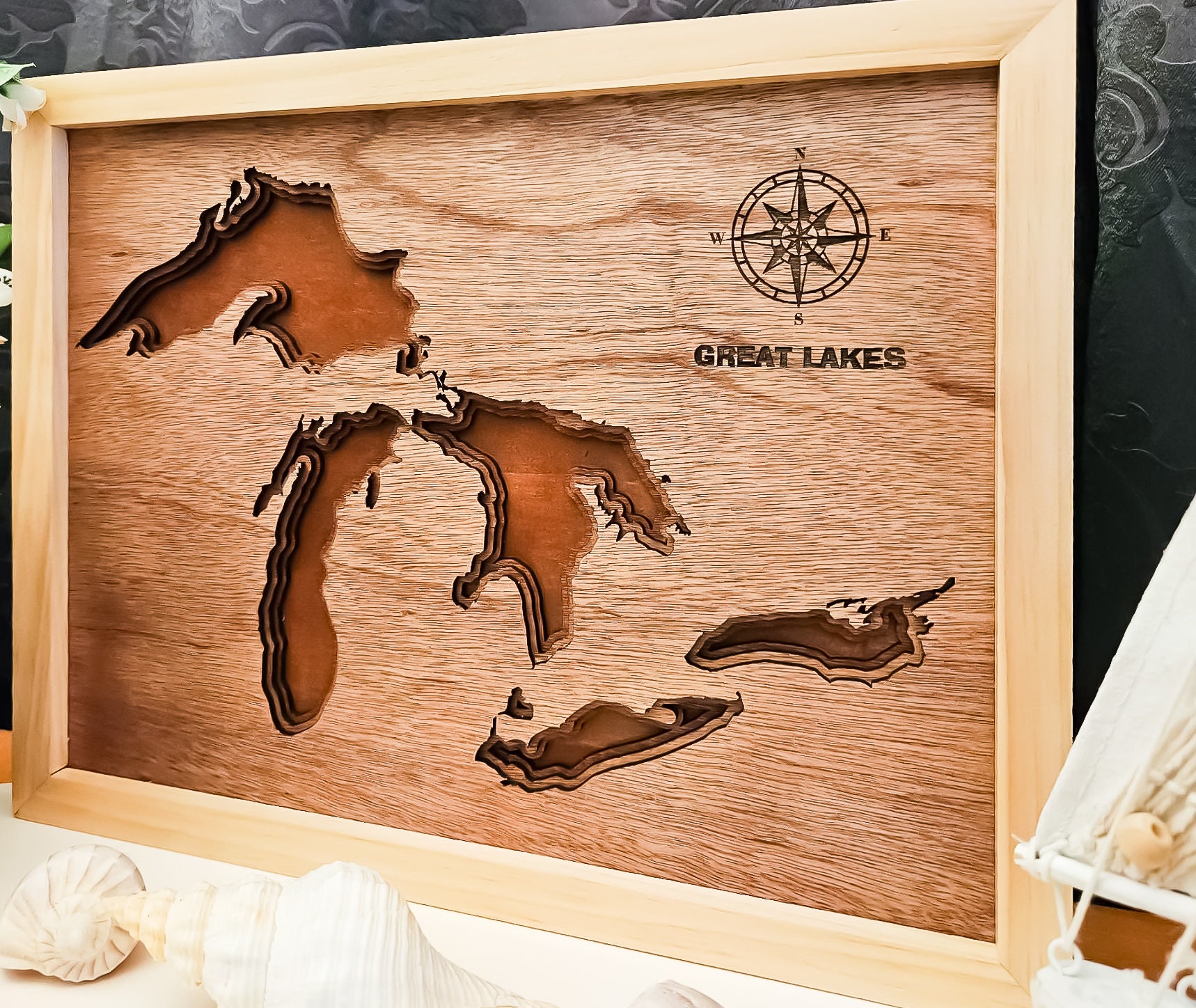 Great Lakes Simple Bathymetric Map 3D Multilayer Great Lakes for Home ...
