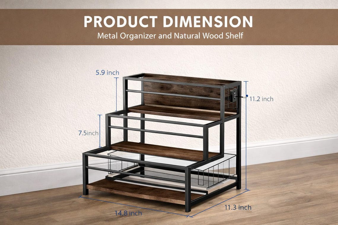 3 Tier Coffee Syrup Rack Organizer | Countertop Storage Stand for Syrup ...