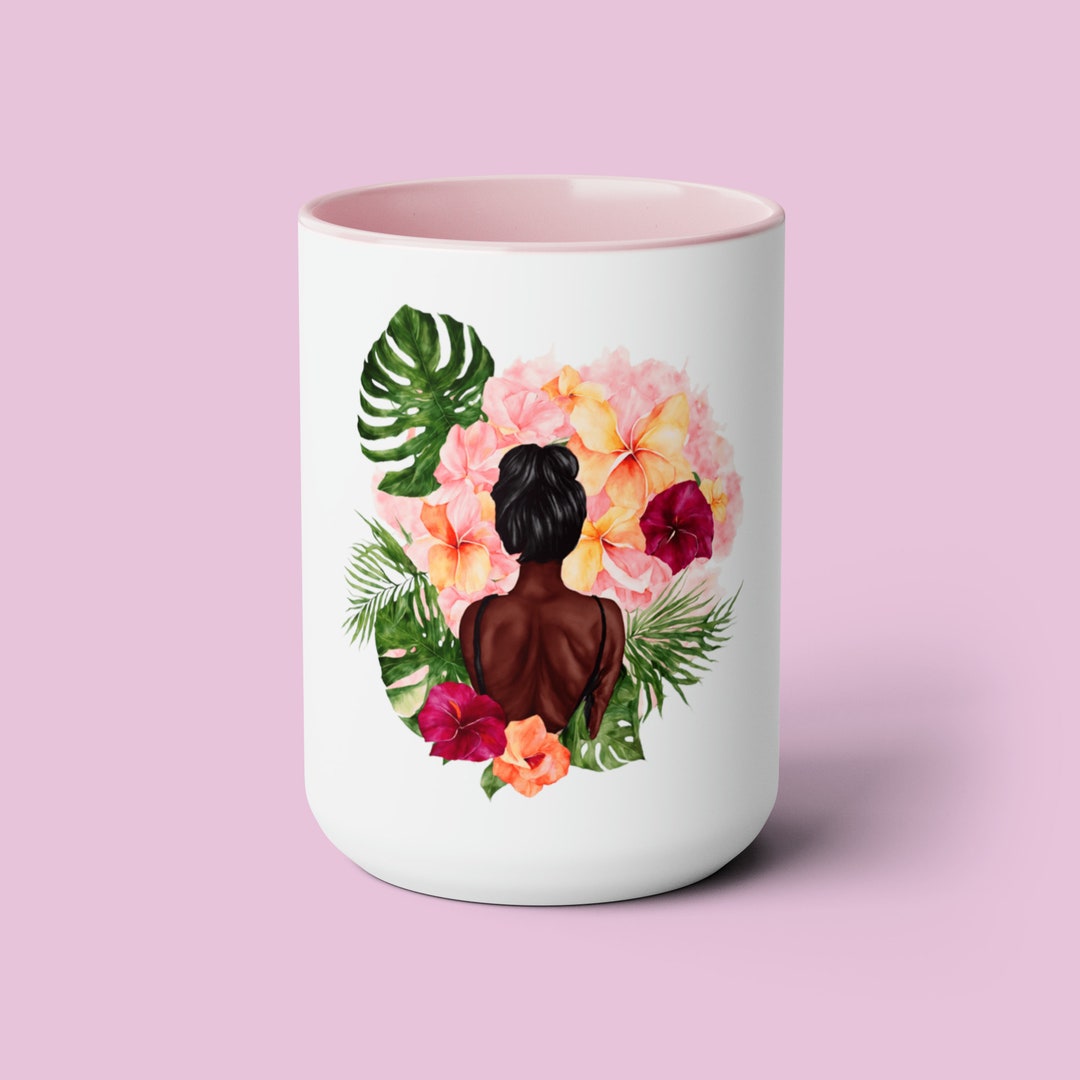 Two-tone Coffee Mugs, Flower Girl Coffee Mug 15oz - Etsy