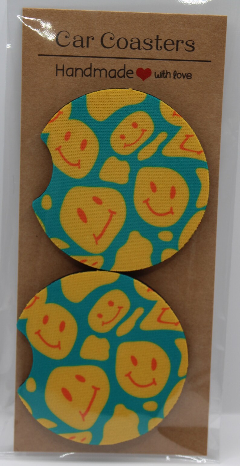 Smiley Face Car Coasters - Etsy