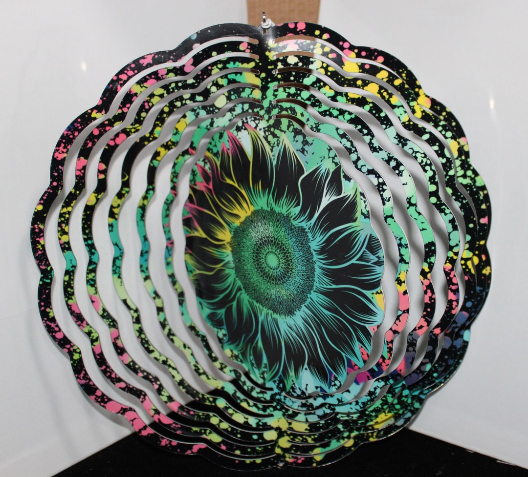 10" Sunflower Splatter Paint Wind Spinner - Etsy