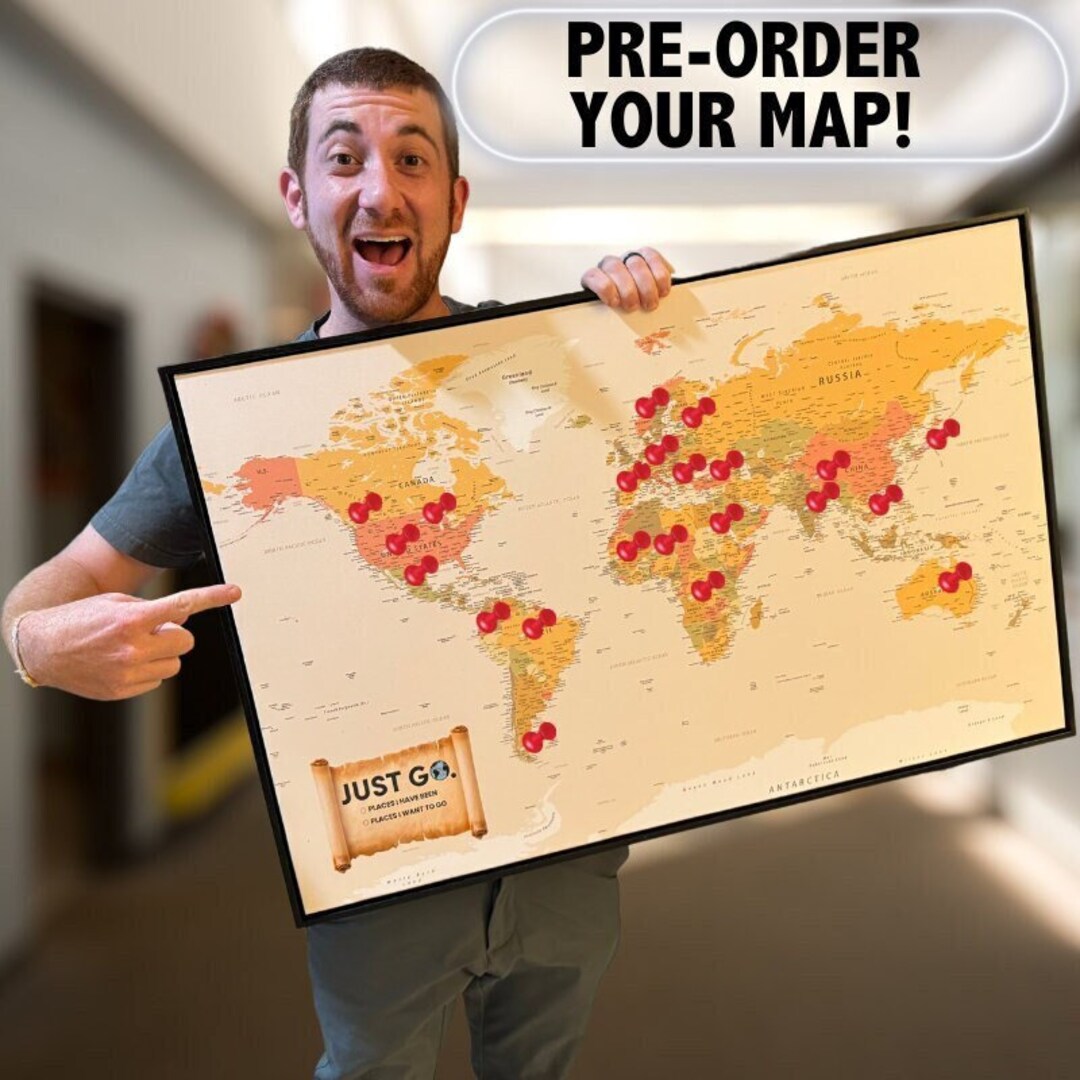 Just Go Push Pin Map Signed by Drew Binsky - Etsy