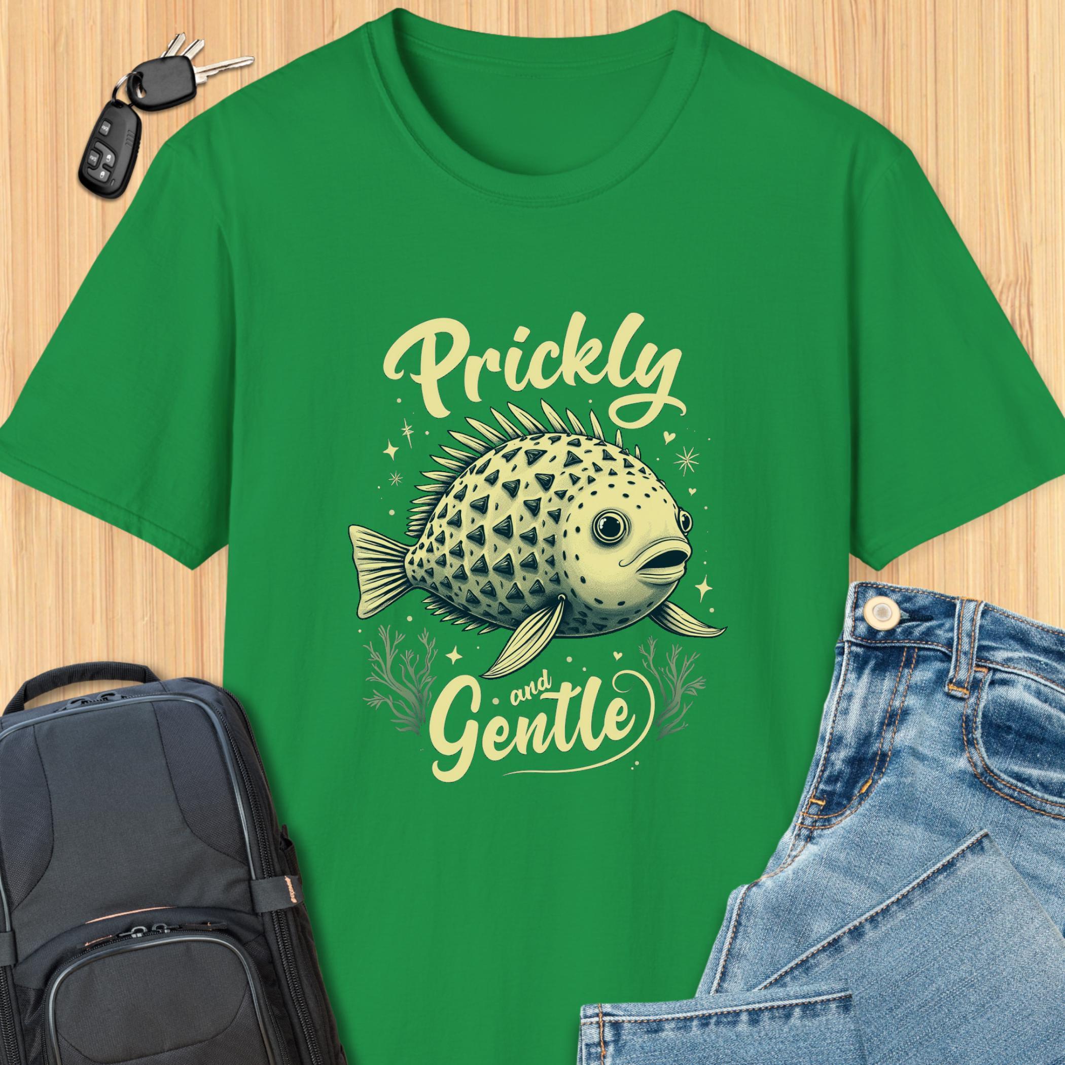 Softstyle Retro Design Puffer Fish T-shirt "prickly and Gentle" Ocean ...