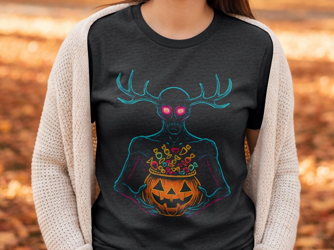 Neon Wendigo Halloween Shirt | Creepy Glow Monster Tee | Spooky ...