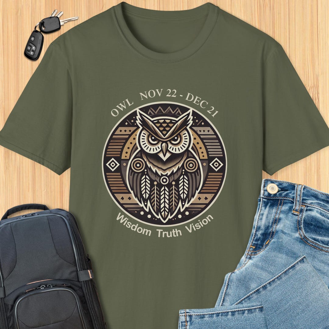 Native American Owl Totem T-shirt for Nov 22 - Dec 21 Birthdays ...