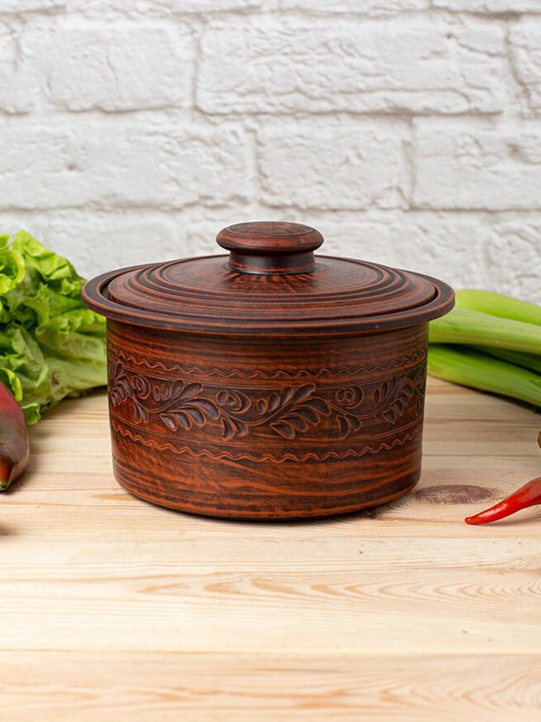 Clay Dutch Oven With Lid, Clay Roasting Pan, Brottopf Keramik, Roasting ...
