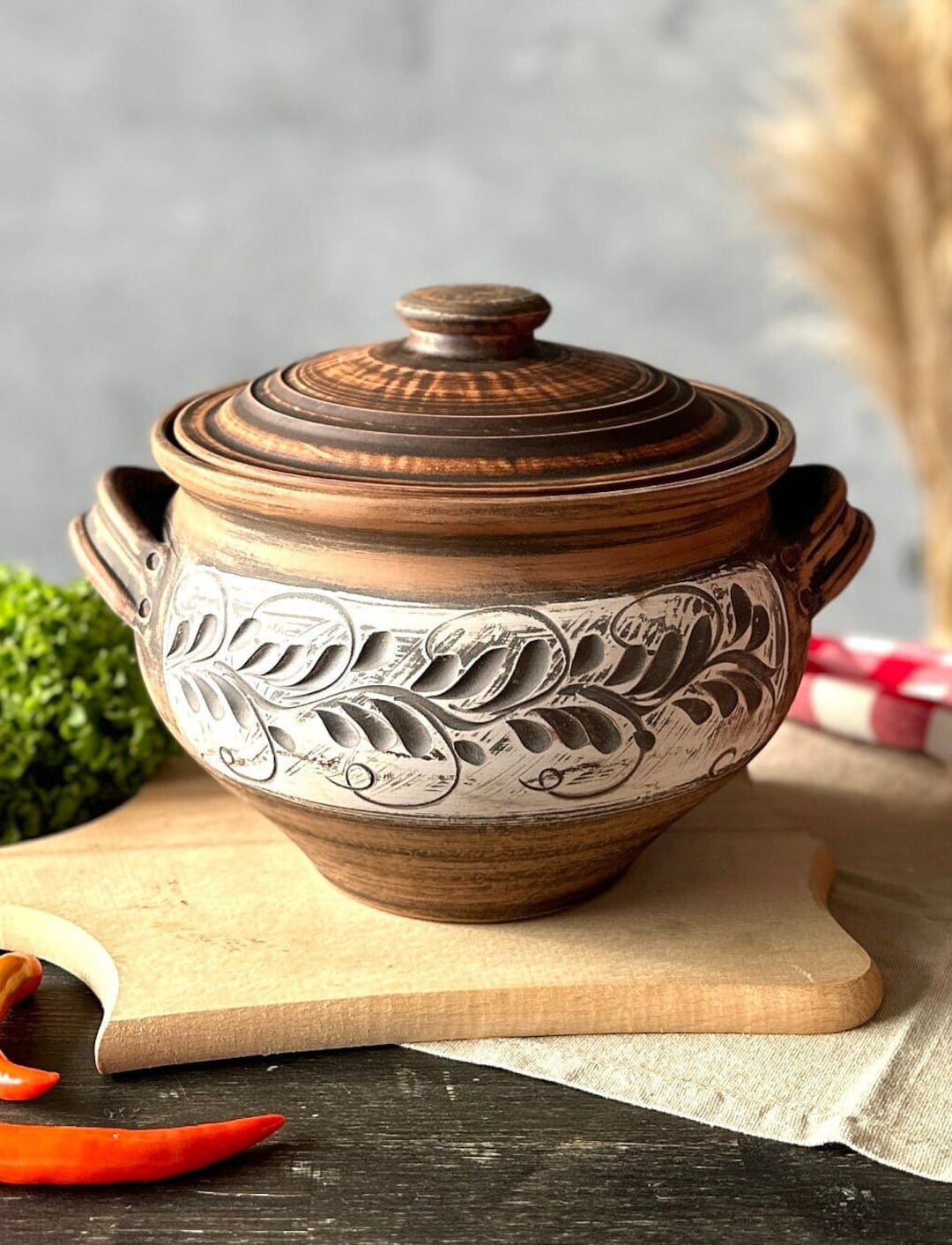 Unglazed Clay Pot for Cooking With Lid, Terracotta Pot, Earthen Kadai ...