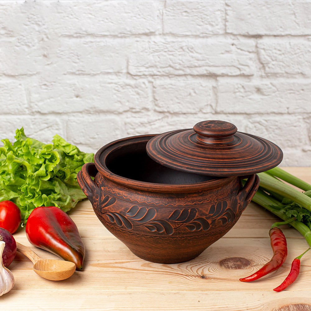 Unglazed Clay Pot for Cooking With Lid, Terracotta Pot, Earthen Kadai ...