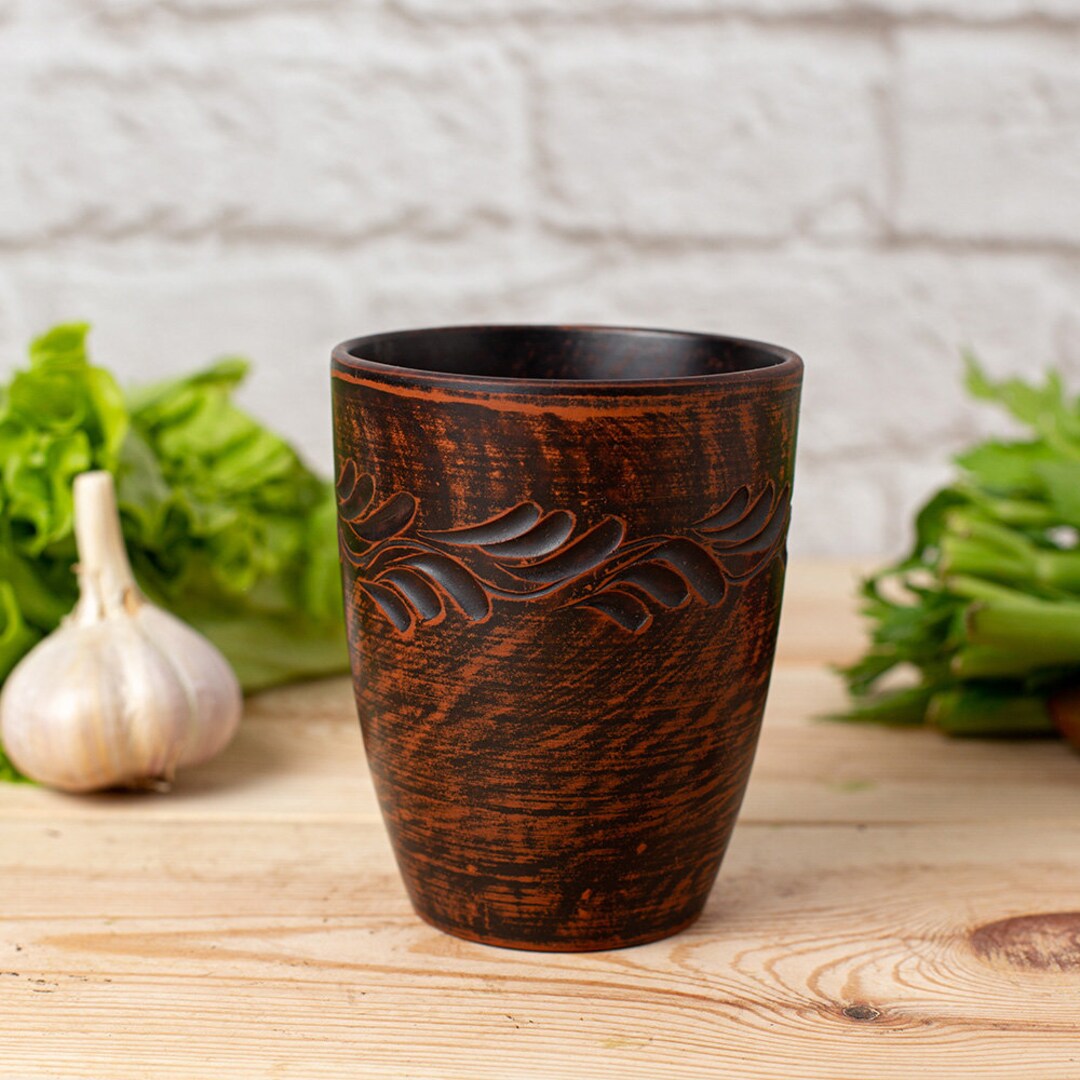 Handmade Clay Cup, Drinking Glass Pottery, Ceramic Red Clay Ethnic Cup ...