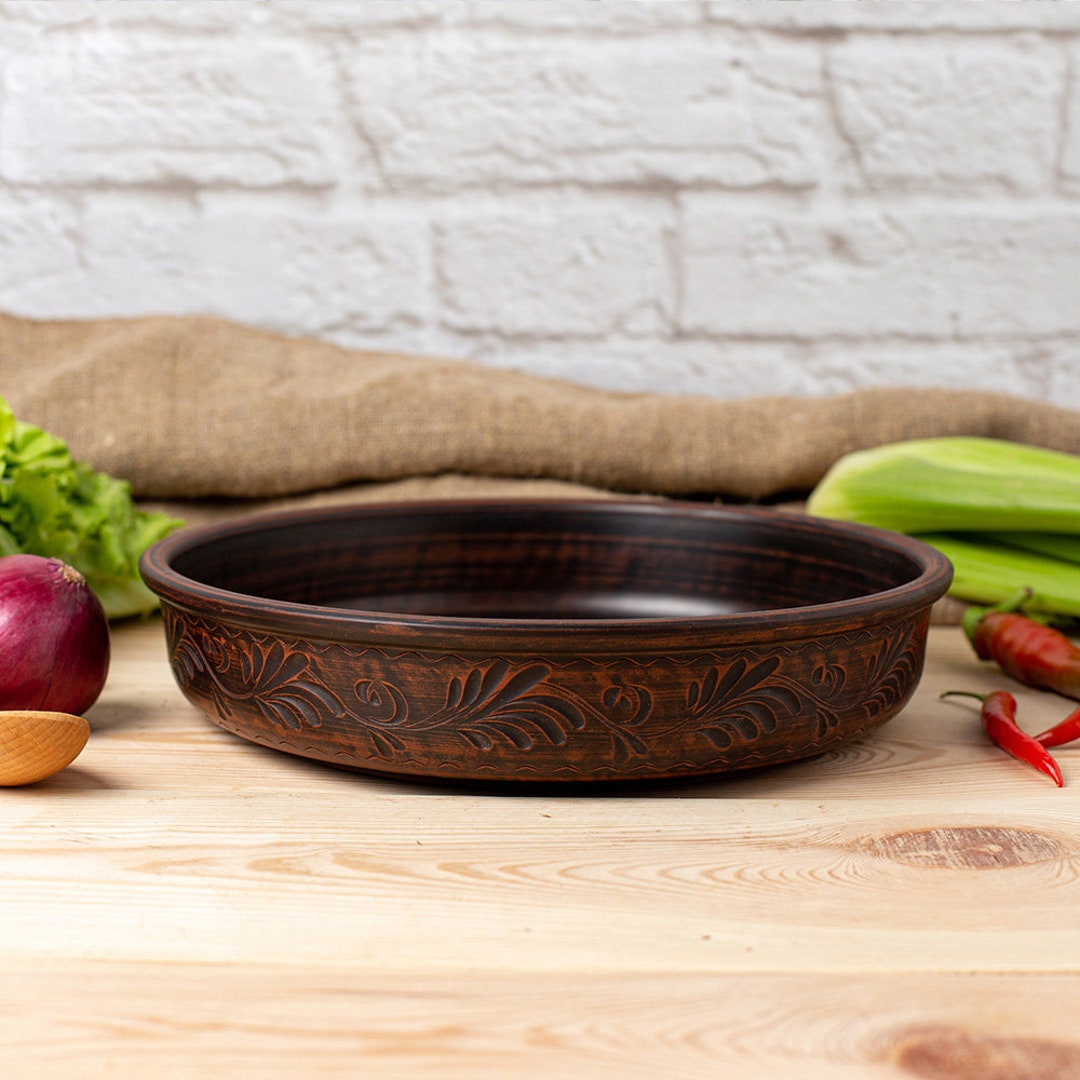 Ceramic Baking Dish, Round Plate for Pancakes, Pizza, Handcrafted ...
