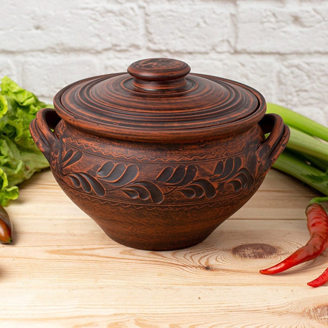 Unglazed Clay Pot for Cooking With Lid, Terracotta Pot, Earthen Kadai ...