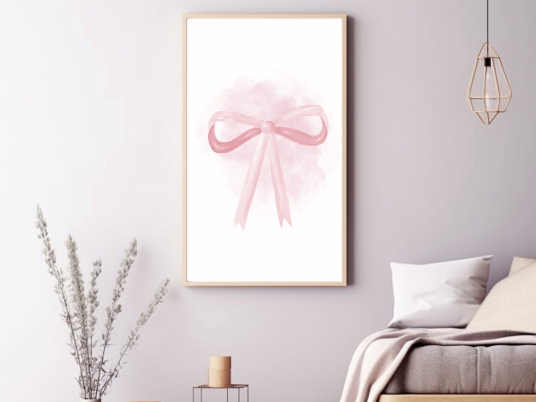 Girly Balletcore Wall Art, Pink Ribbon Loop, Poster for Flirty Bedroom ...