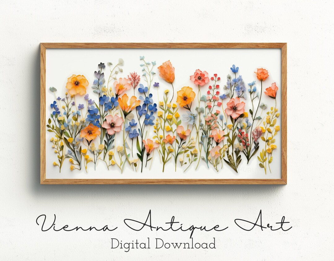 Samsung Frame TV Art, 3D Pressed Flowers, Papercut Flowers, Dryed ...