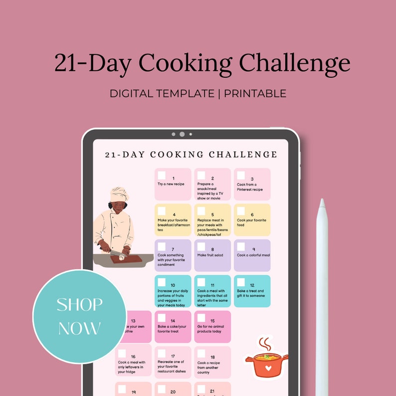21-day Cooking Challenge | Printable | Unleash Your Inner Chef - Etsy
