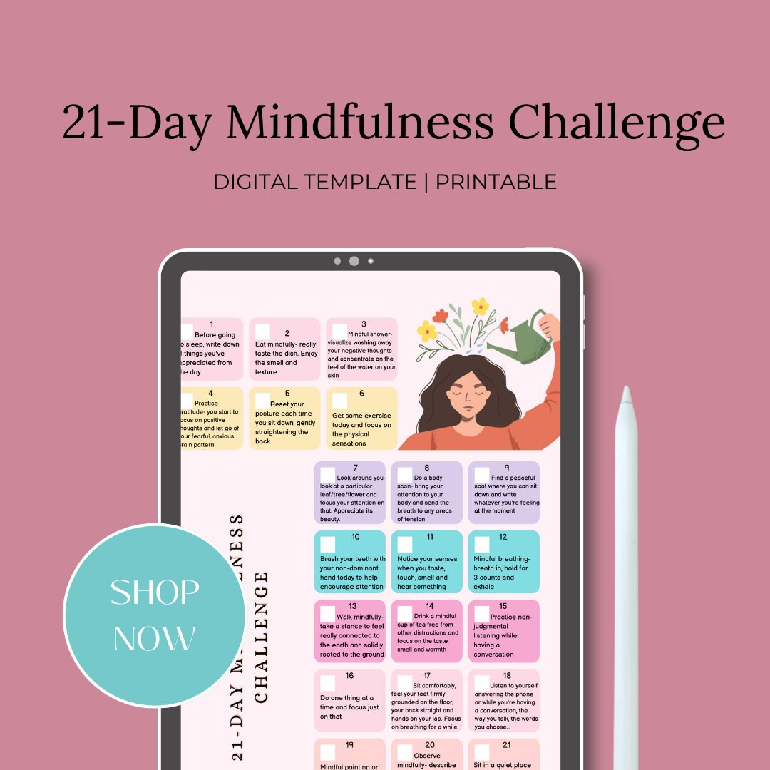 21-day Mindfulness Challenge | Printable | Embrace the Present ...