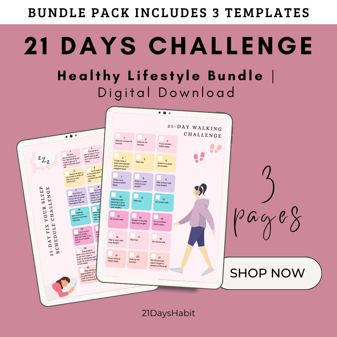 Bundle Pack With 3 Challenges | Printable | 21 Days Challenge - Etsy