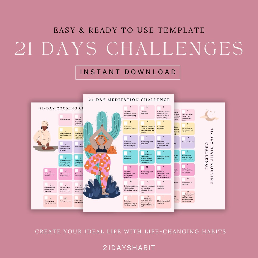 Bundle Pack With 10 Challenges Printable 21 Days Challenge - Etsy