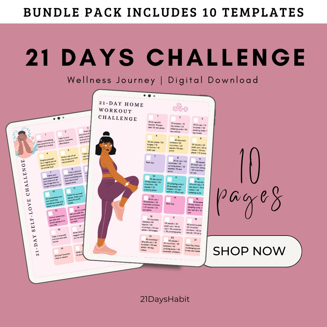 Bundle Pack With 10 Challenges | Printable | 21 Days Challenge - Etsy