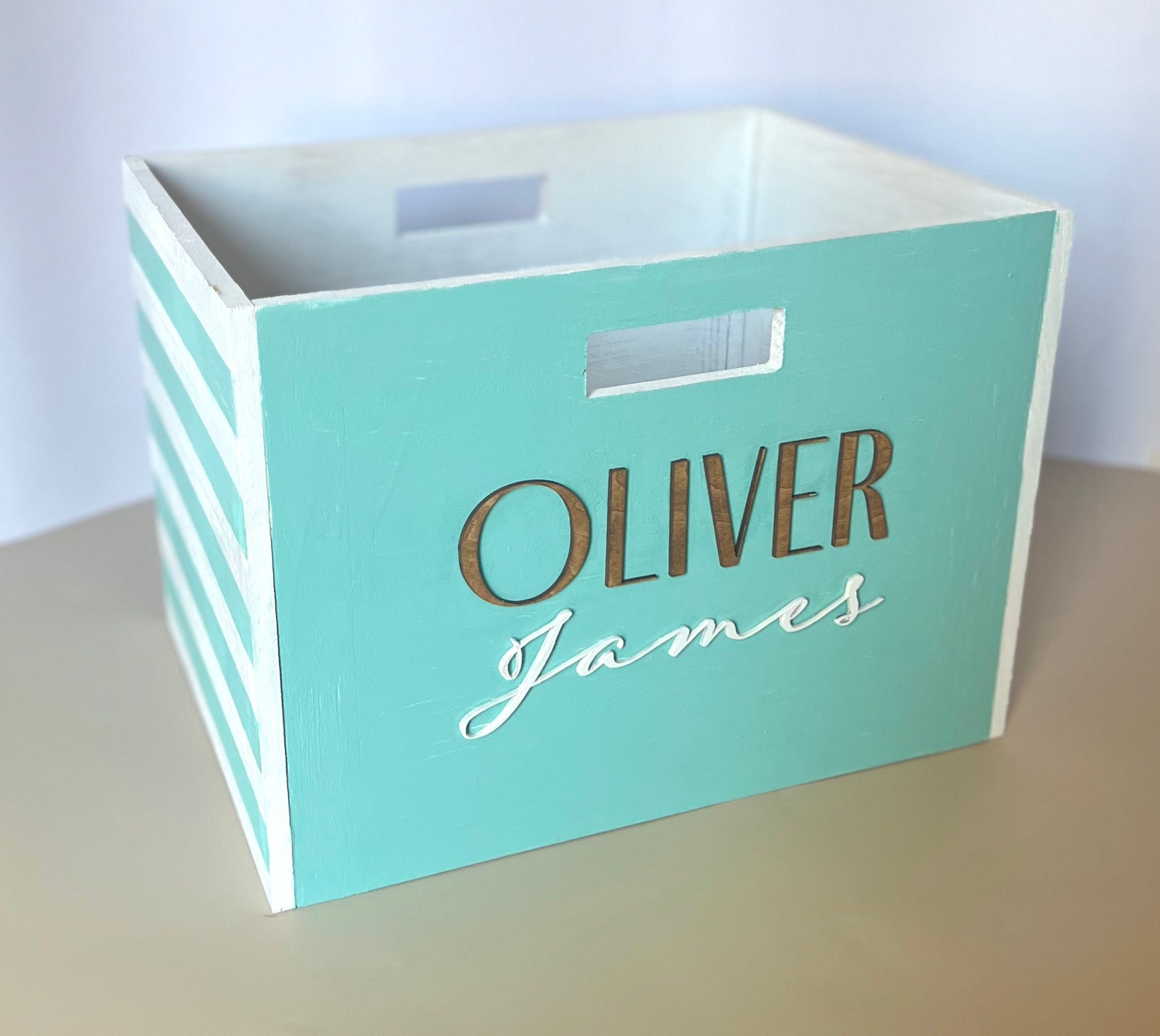 Personalized Toy Box Wood Storage Tote Kids Toy Storage Bin Aesthetic ...