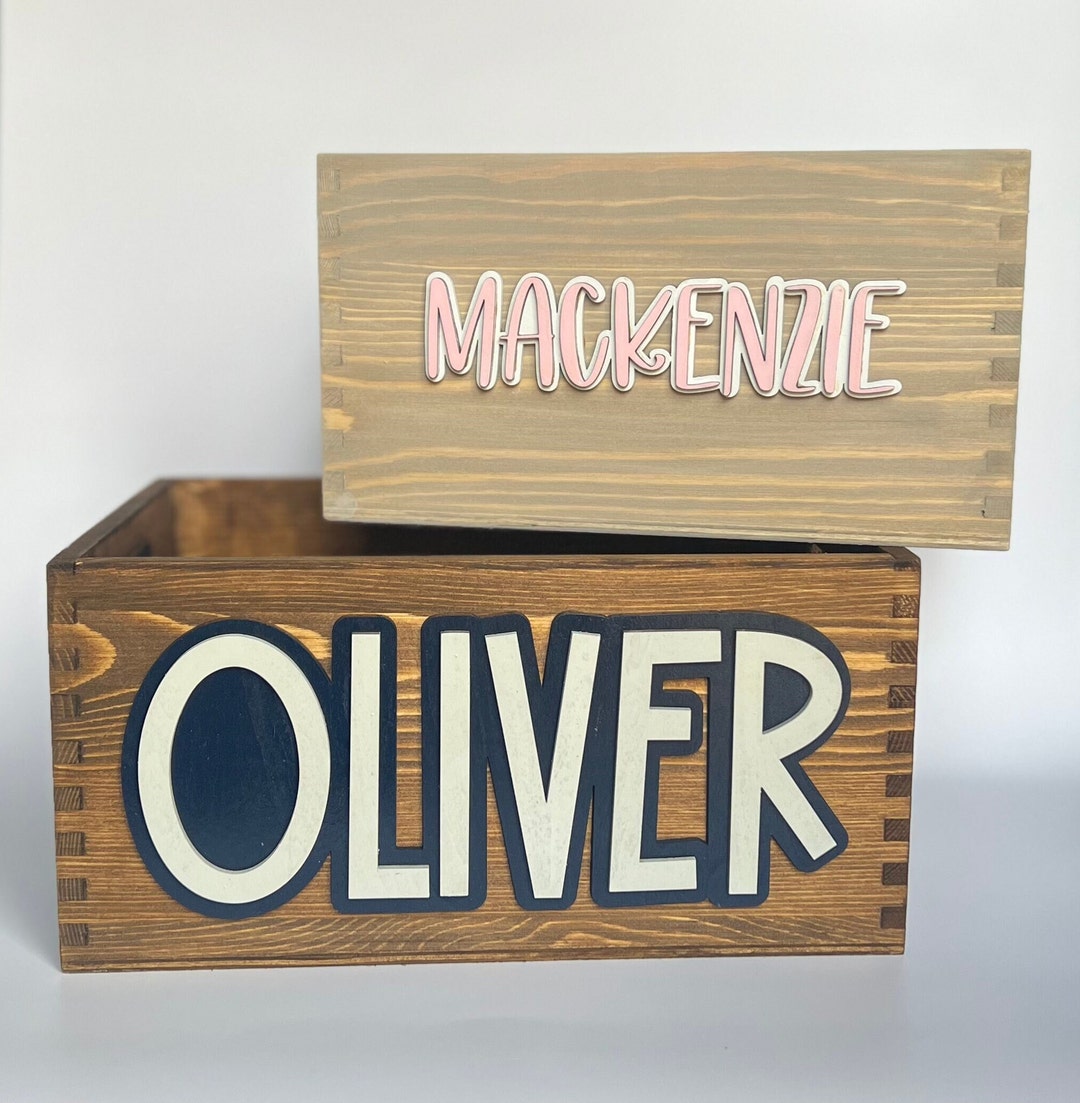 Personalized Storage Bin Custom Wood Box Kids Toy Organization Wood ...