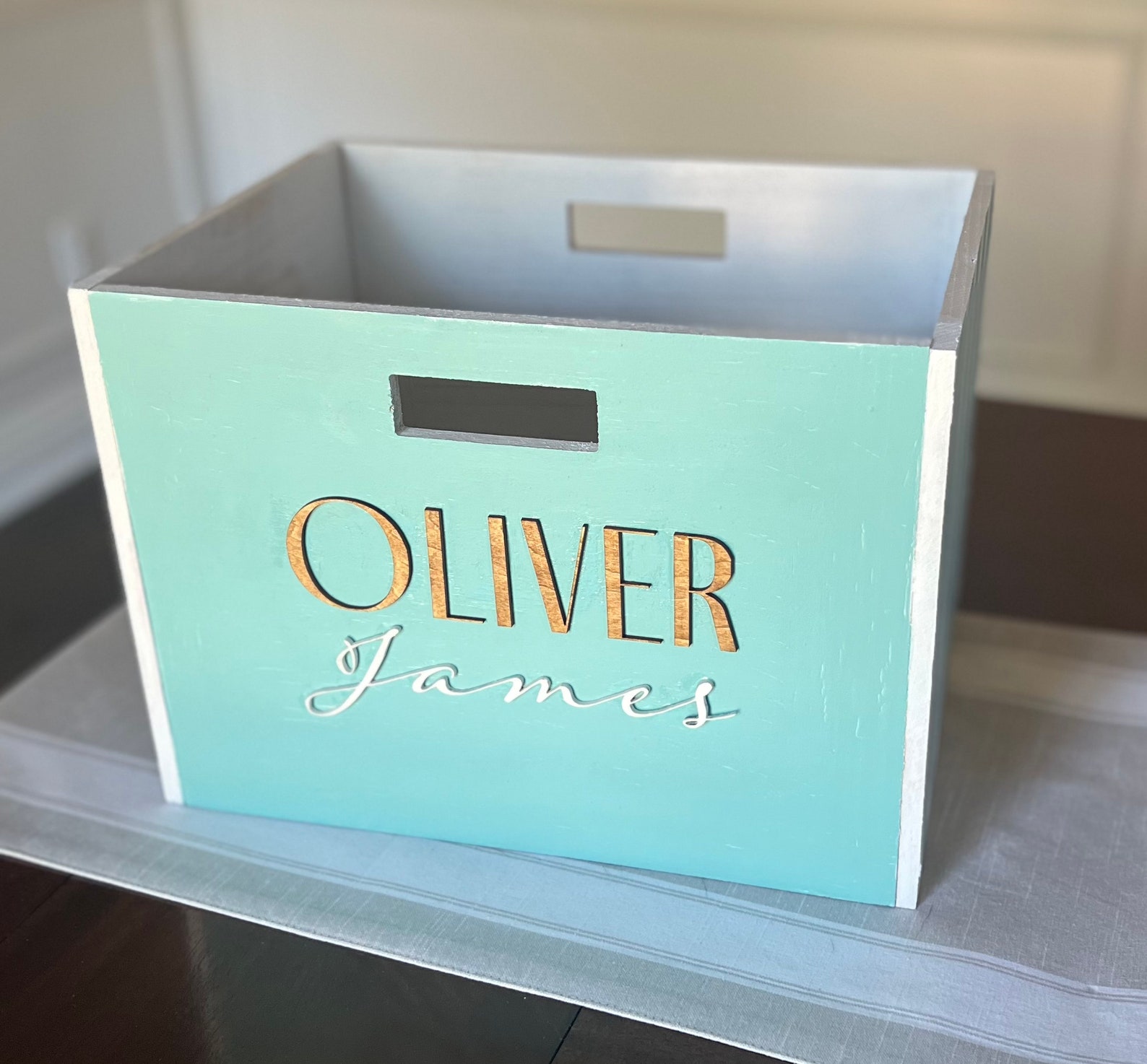 Personalized Toy Box Wood Storage Tote Kids Toy Storage Bin Aesthetic ...