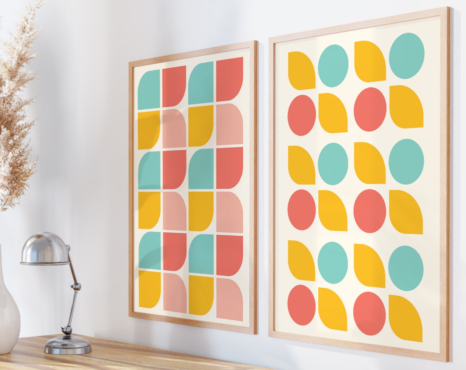 Retro Color Palette & Pattern Wall Art Set of 3 for Digital Print ...