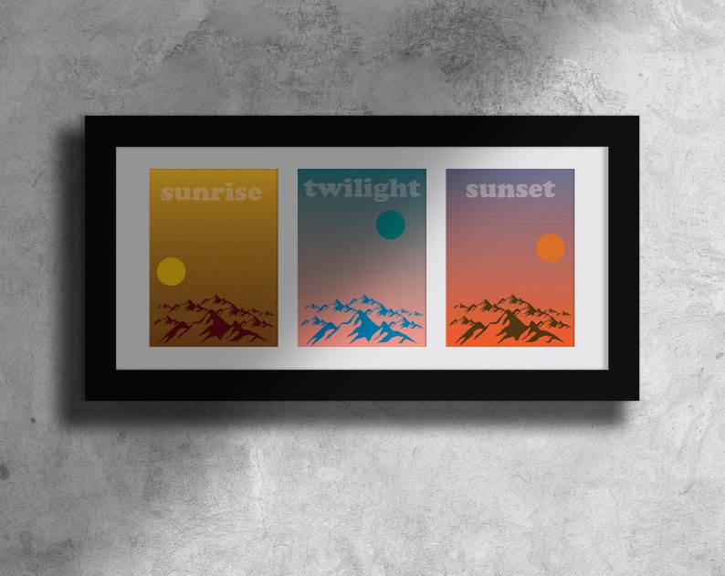 Aesthetic Sunrise, Twilight and Sunset Wall Art Set of 3 for Digital ...