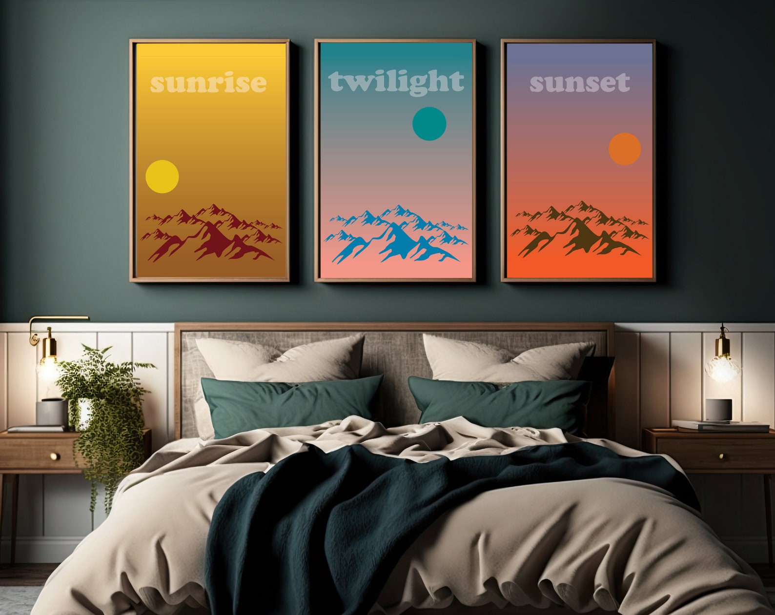 Aesthetic Sunrise, Twilight and Sunset Wall Art Set of 3 for Digital ...