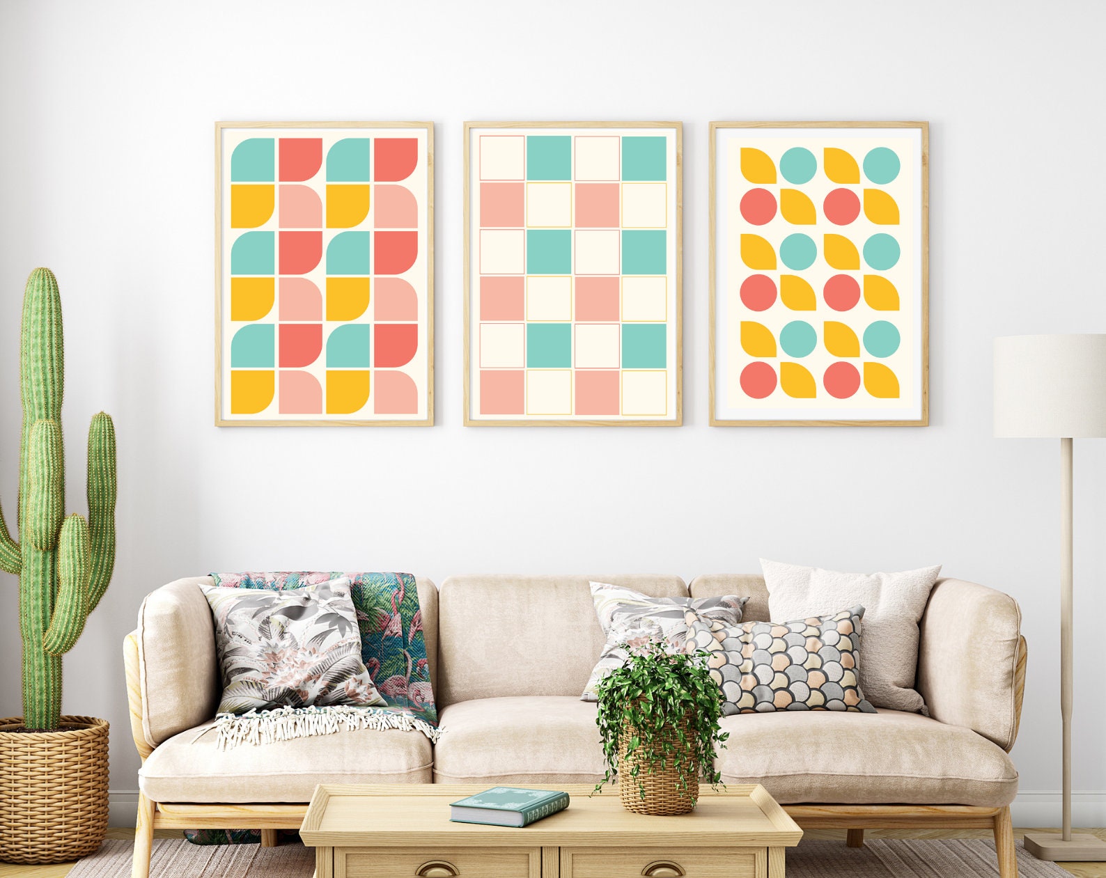 Retro Color Palette & Pattern Wall Art Set of 3 for Digital Print ...