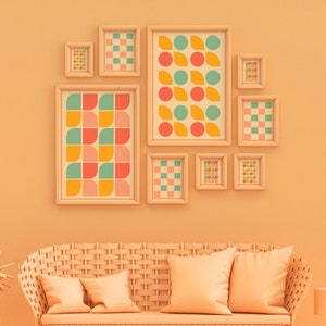 Retro Color Palette & Pattern Wall Art Set of 3 for Digital Print ...
