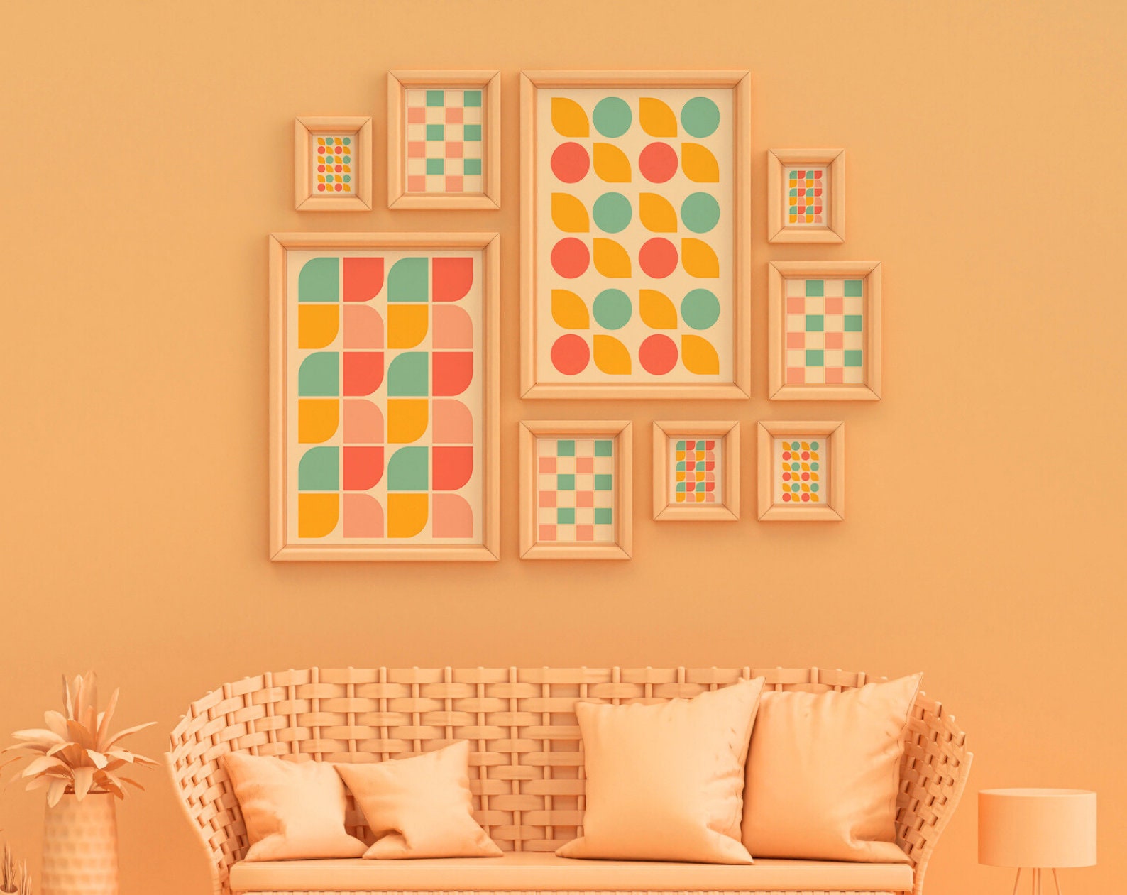 Retro Color Palette & Pattern Wall Art Set of 3 for Digital Print ...