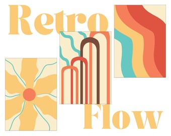 Retro Color Palette & Pattern Wall Art Set of 3 for Digital Print ...