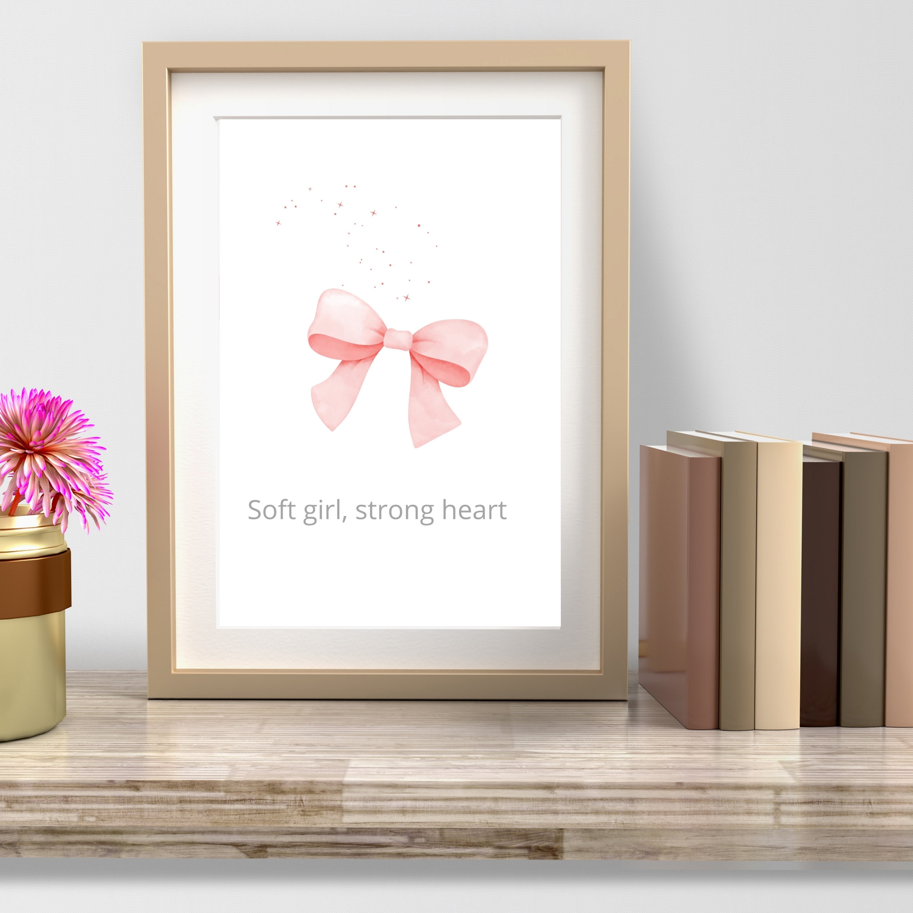 Soft Girl Print Coquette Pink Bow Art Girlie Wall Art Trendy Nursery ...