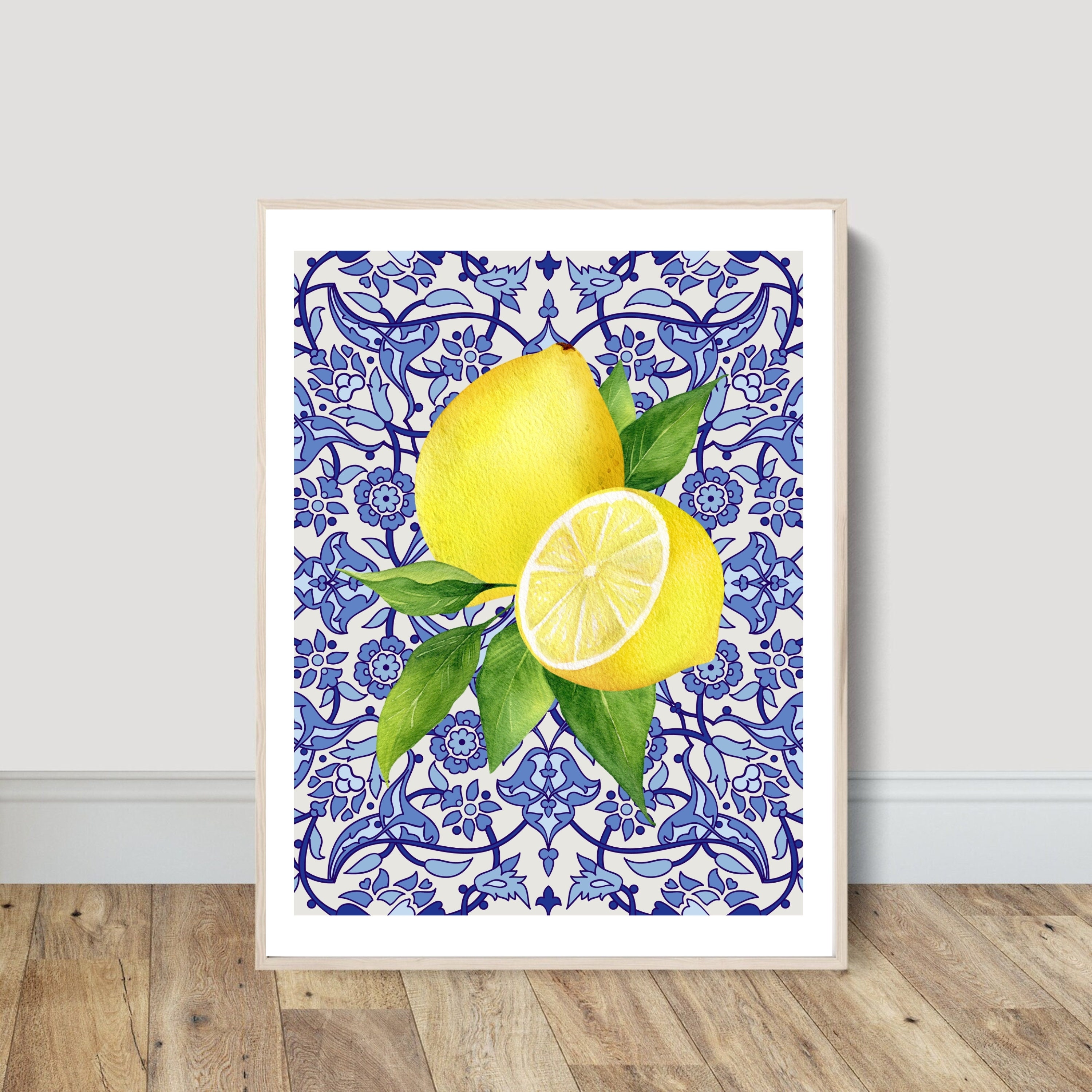 Vintage Lemon Print Mediterranean Wall Art Minimalist Trendy Decor ...