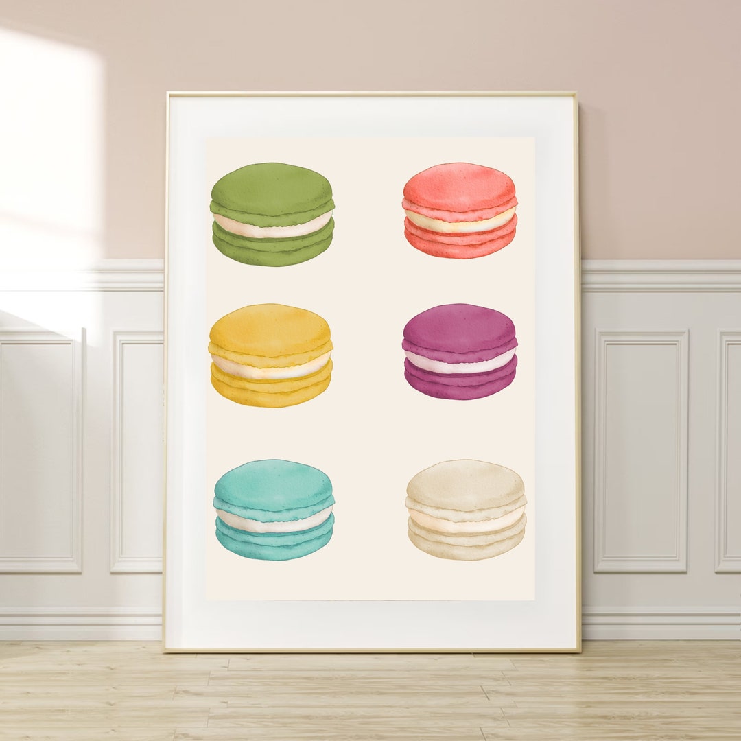 Macaroon Kitchen Wall Art Trendy Minimalist Decor Boho French Macarons ...