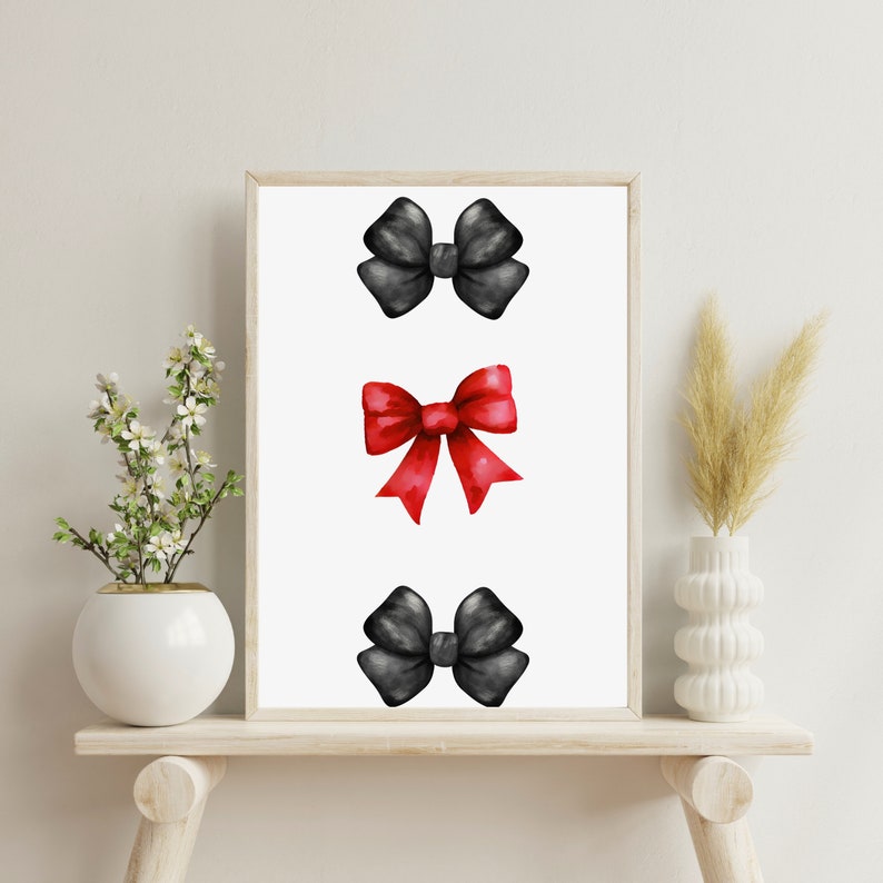 Trendy Coquette Black Bows Wall Art Gothic Decor Aesthetic Ribbon ...