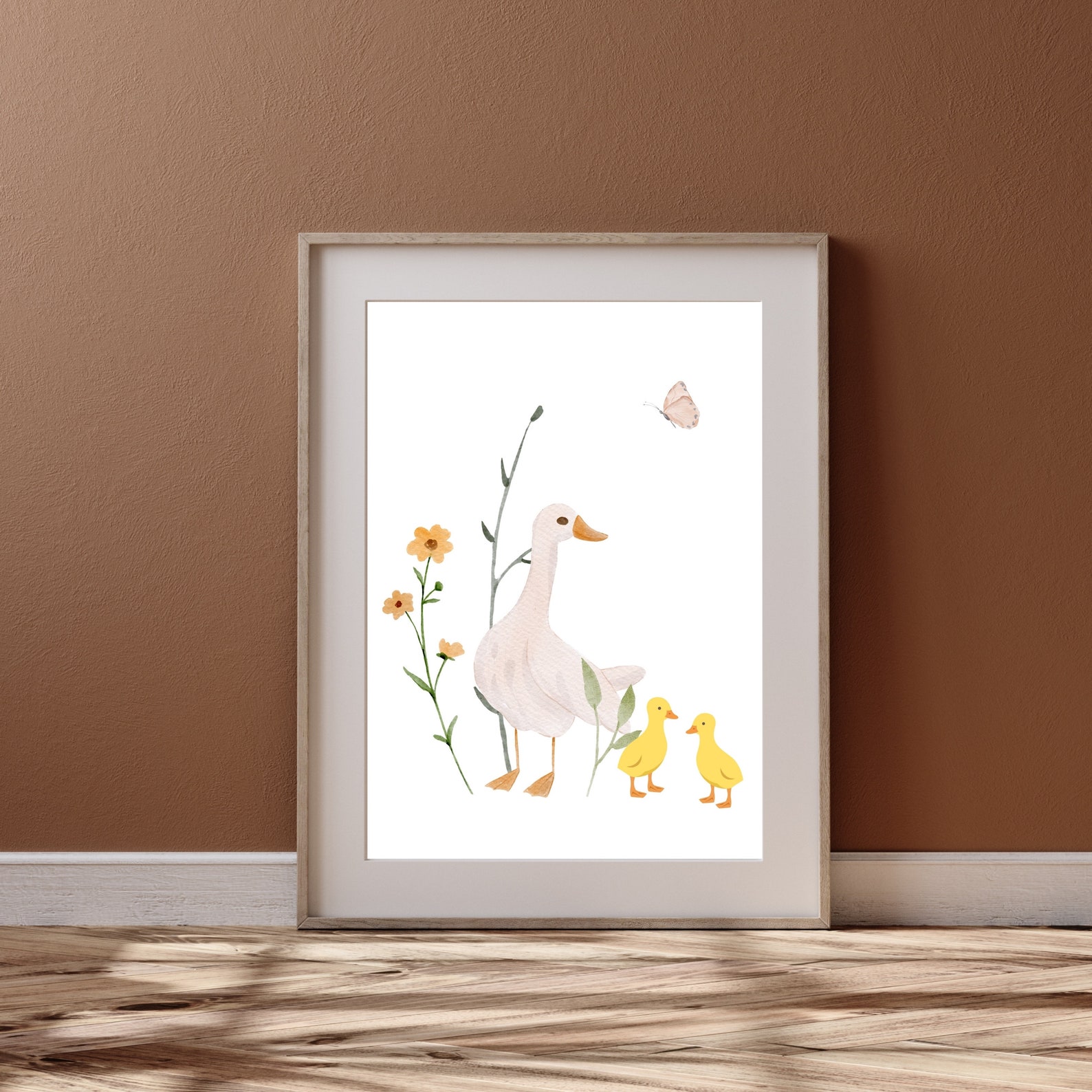 Mother Duck Print Vintage Animal Printable Preppy Wall Art Cottage ...