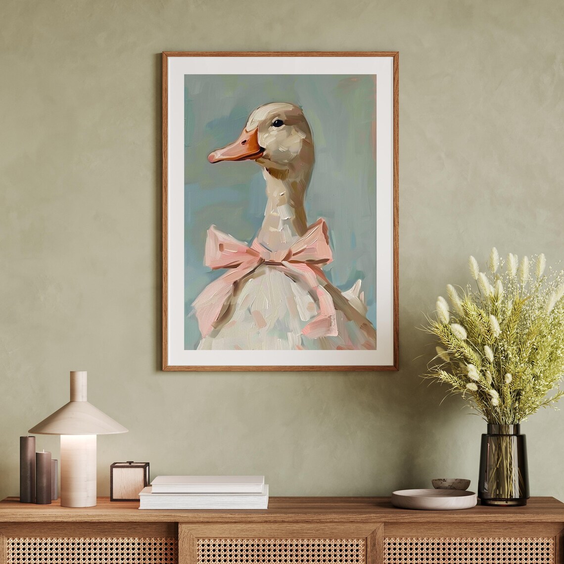 Cute Duck With Pink Bow Printable, Vintage Duck Nursery Wall Art ...