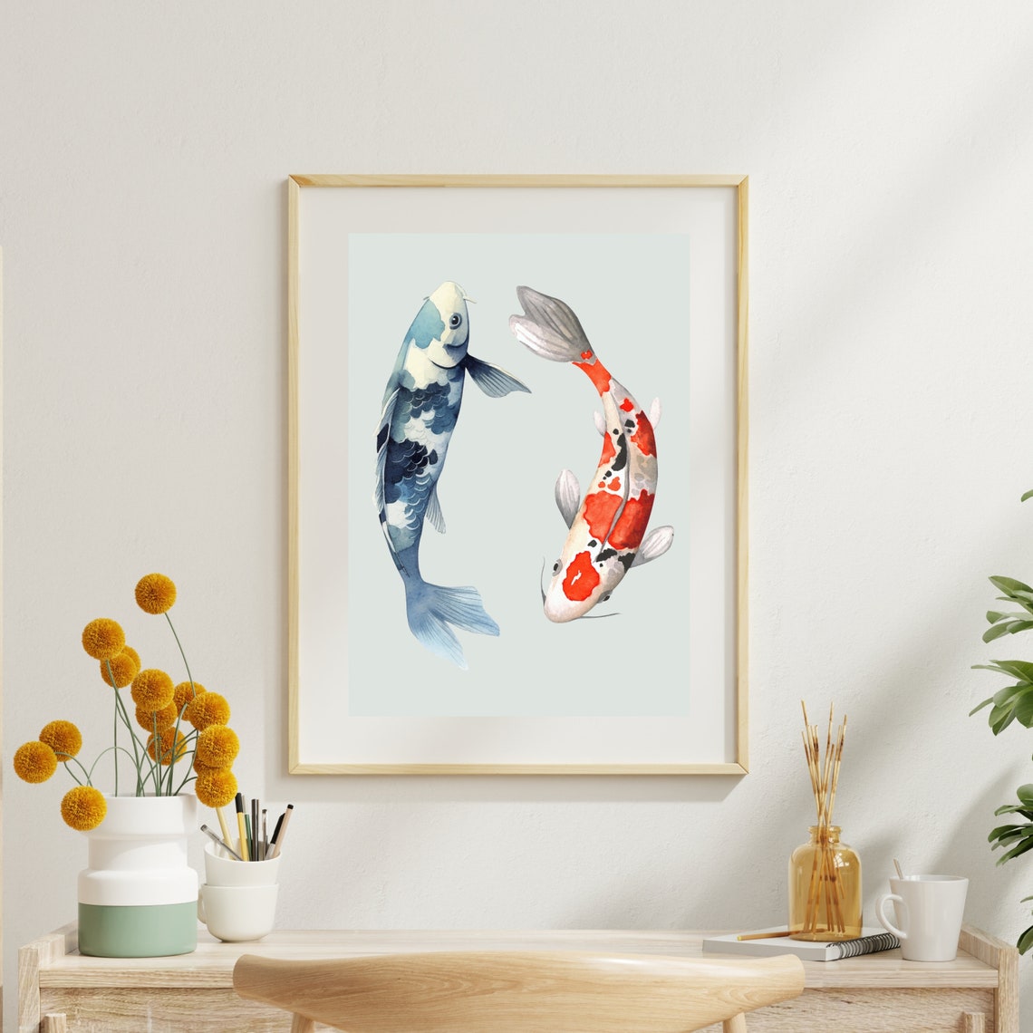 Fish Wall Art Koi Fish Print College Dorm Poster Japanese Art Trendy ...