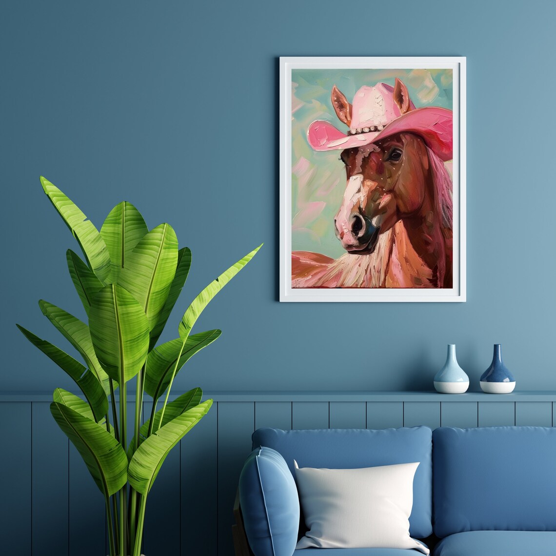 Brown Horse With Cowboy Hat Poster Western Print Girly Pink Room Wall ...