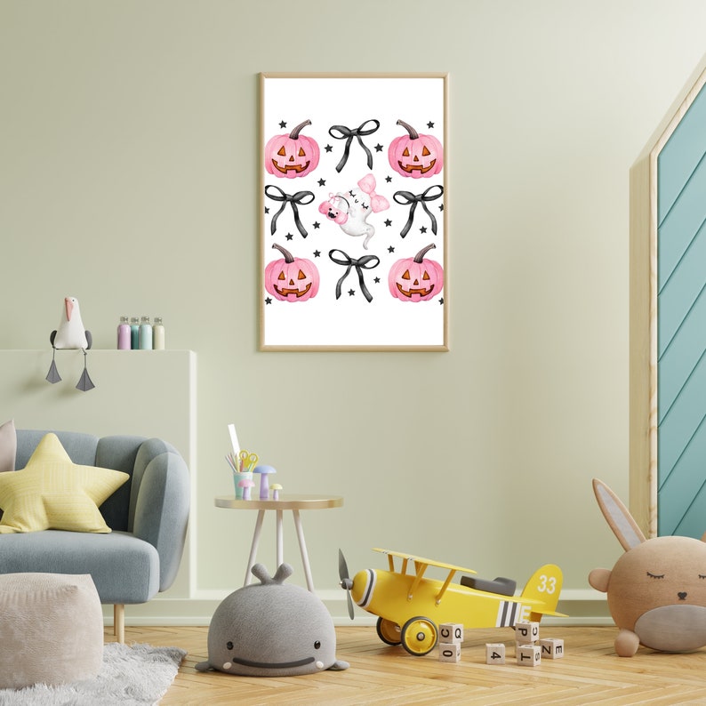 Coquette Pink Halloween Wall Art Print Girl Room Decor Trendy Nursery ...