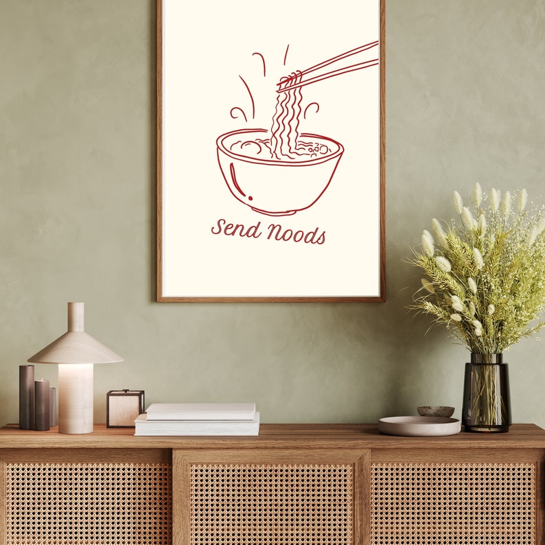 Noodles Wall Art Cute Aesthetic Kitchen Wall Art Minimalist Food Print ...