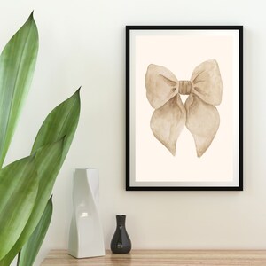 Coquette Beige Bow Art Girlie Minimalist Illustration Trendy Nursery ...