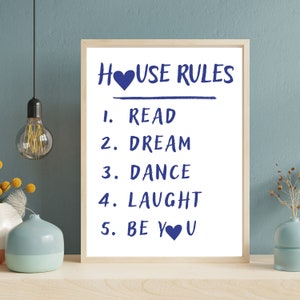 House Rules Art Print Trendy Poster Retro Quote Print Dorm Decor ...