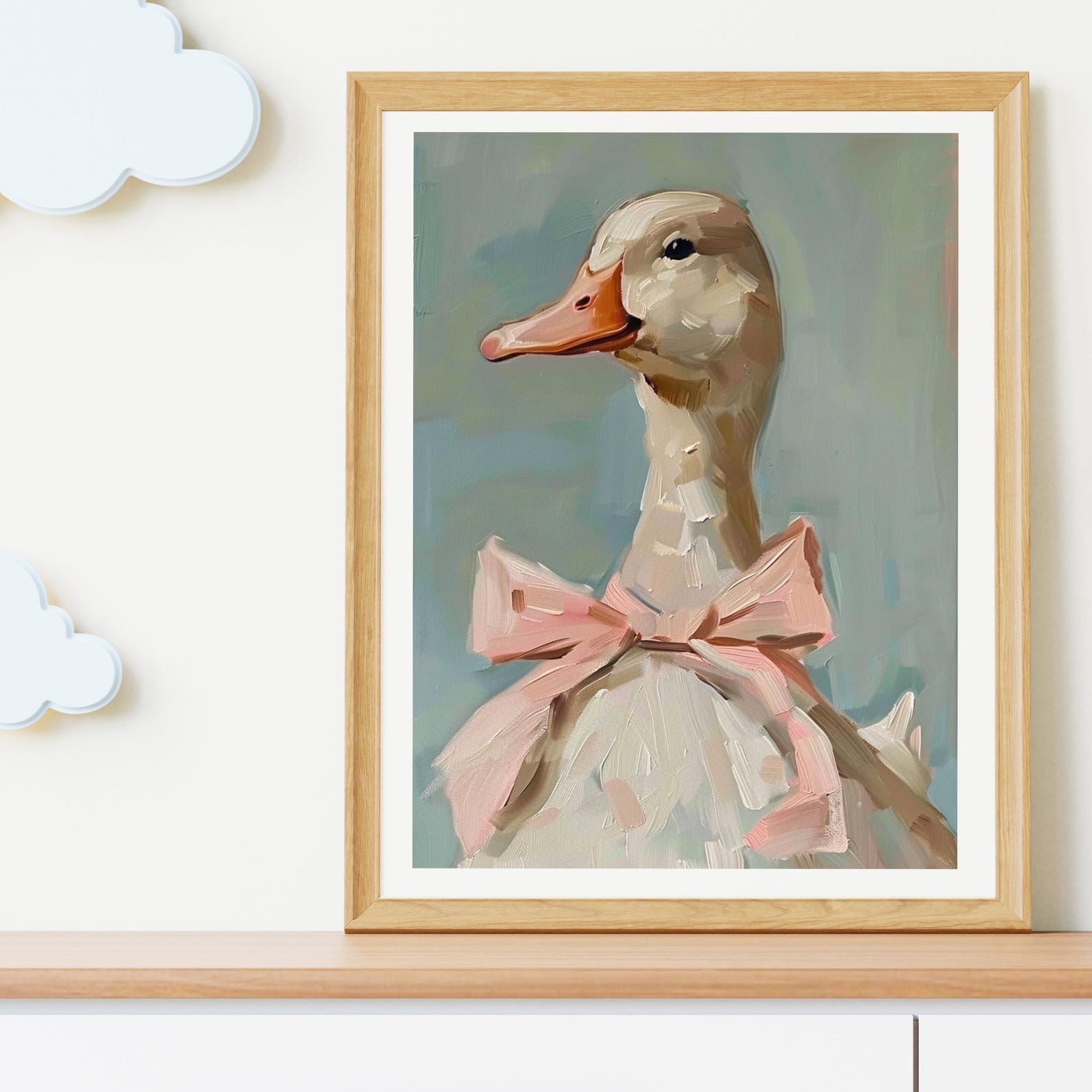 Cute Duck With Pink Bow Printable, Vintage Duck Nursery Wall Art ...