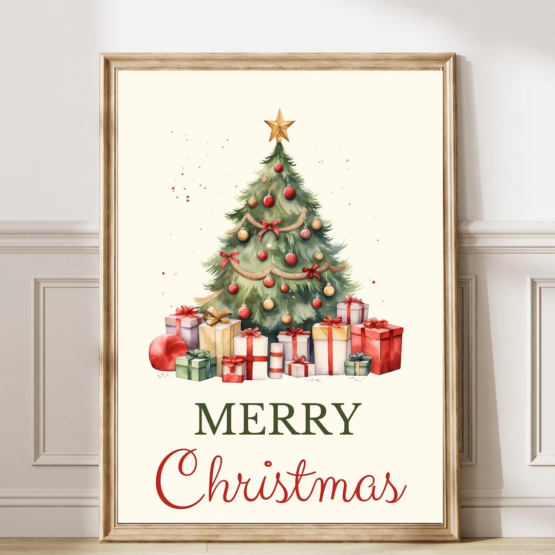 Merry Christmas Wall Art Retro Christmas Art Christmas Printable ...