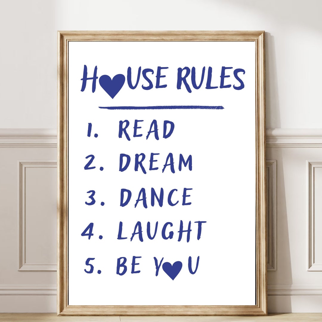 House Rules Art Print Trendy Poster Retro Quote Print Dorm Decor ...